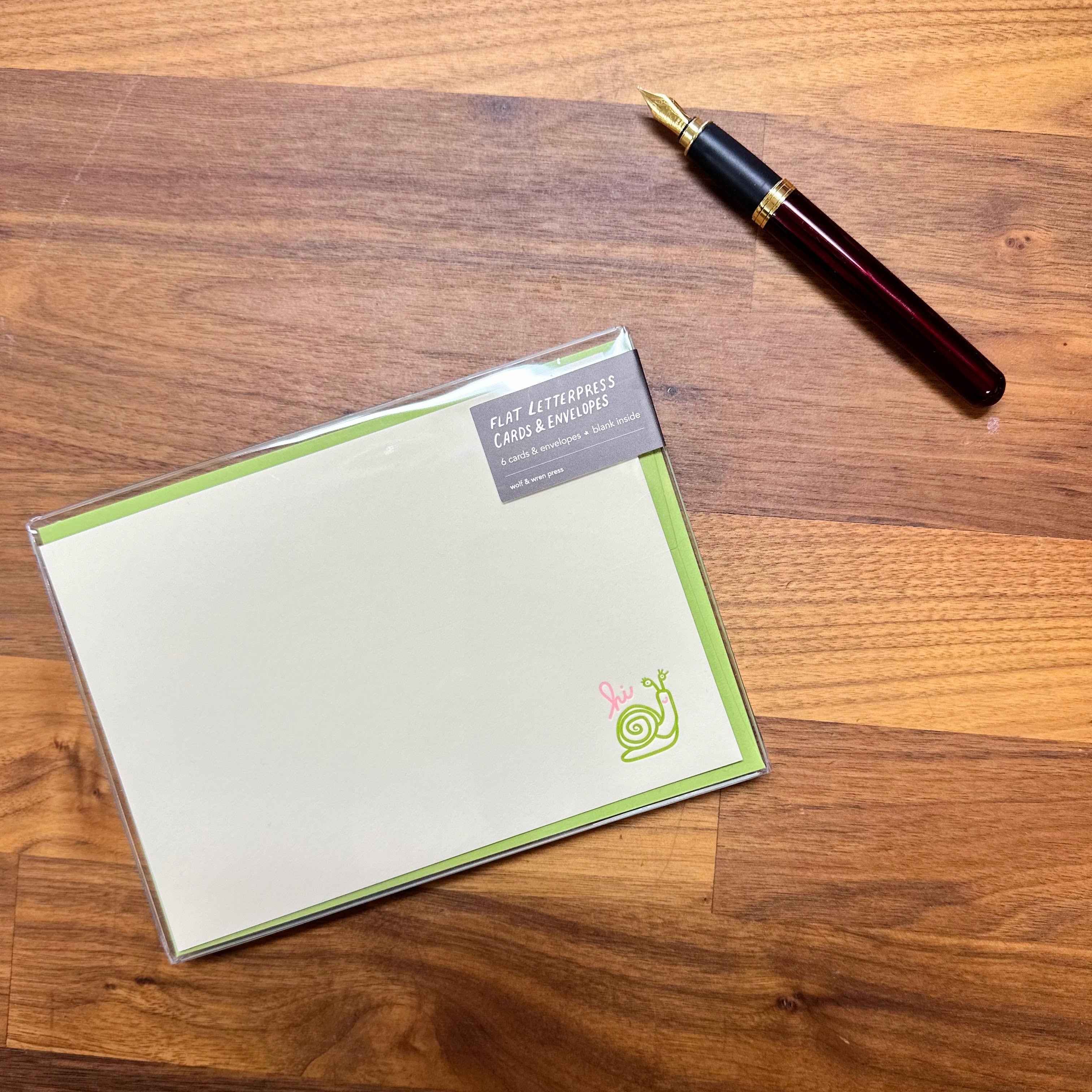 Hello Snail Flat Stationery – Wolf & Wren Press