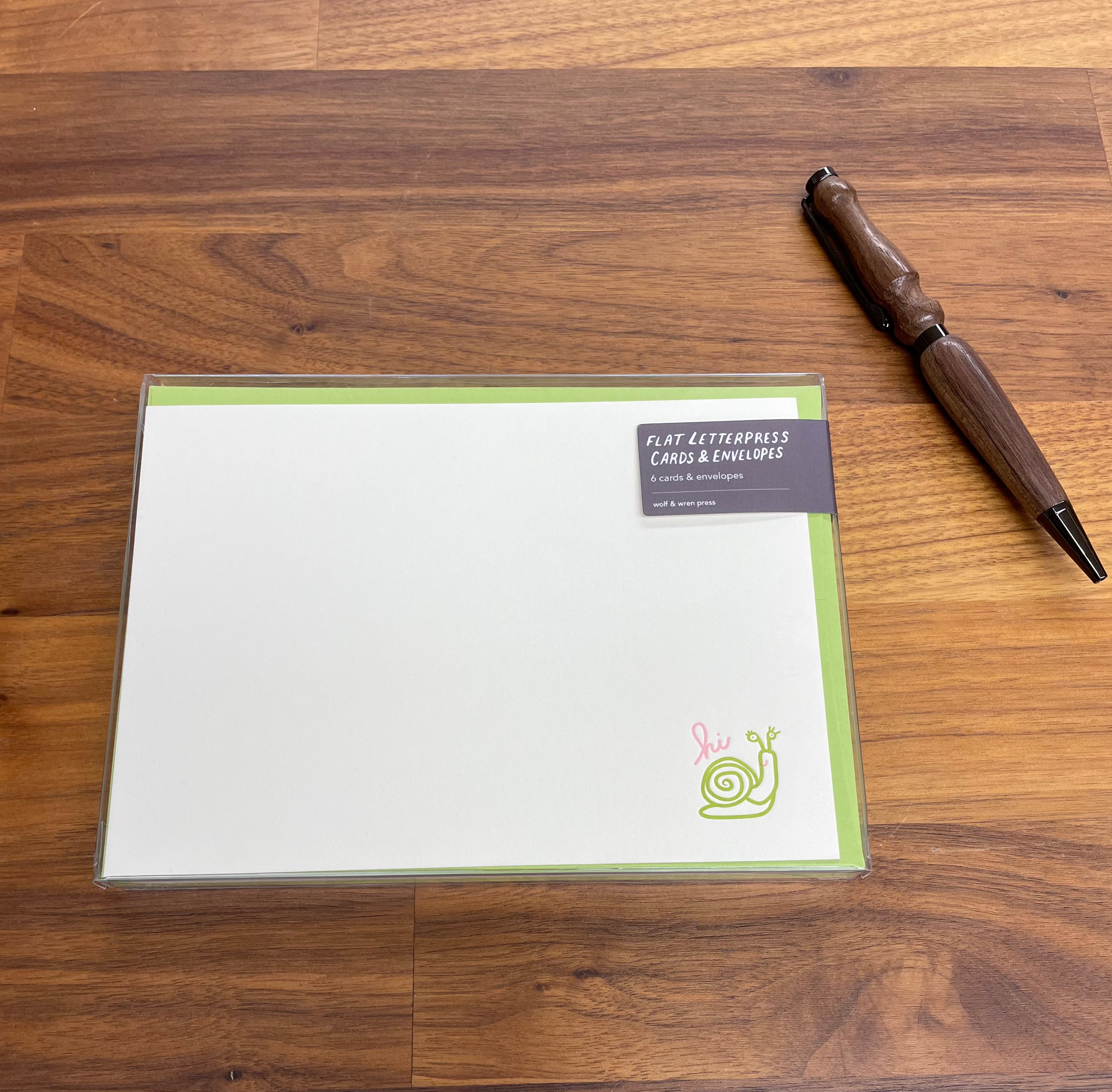 Hello Snail Flat Stationery – Wolf & Wren Press